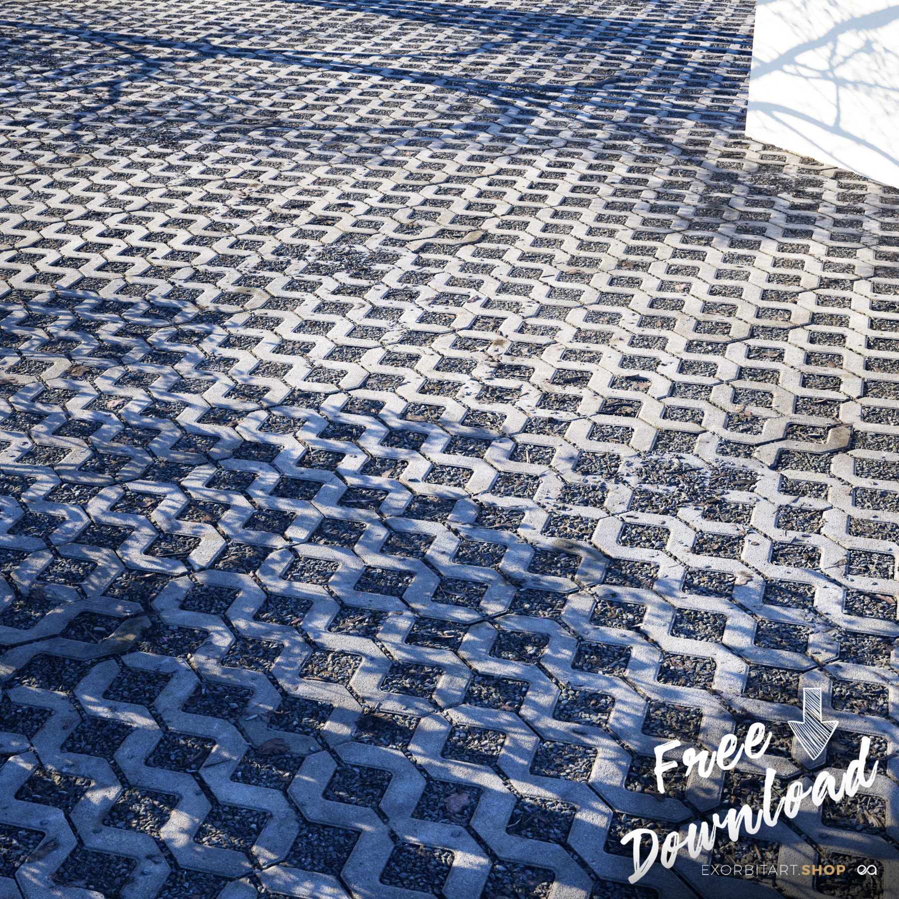 FREE:Parking Grid - Scanned PBR Textures 200x200cm - exorbitart.shop