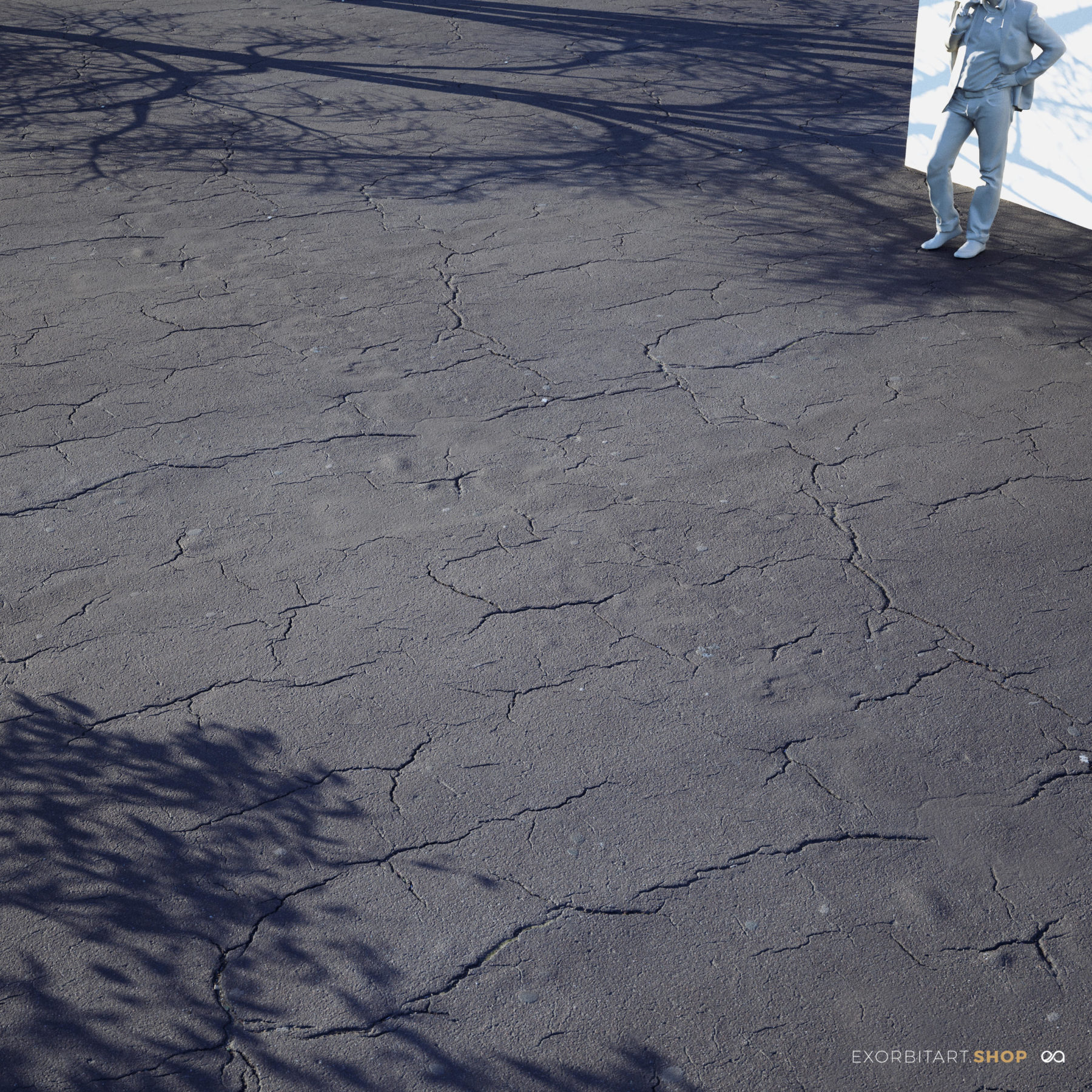 Cracked Asphalt Scanned PBR Textures 200x200cm - exorbitart.shop