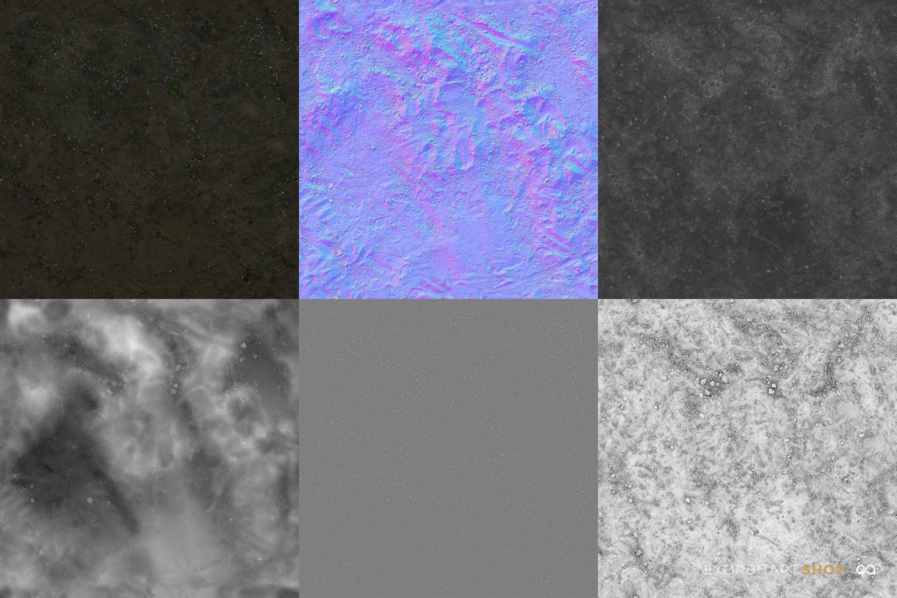 Rough Soil Ground Scanned PBR Textures 200x200cm - exorbitart.shop
