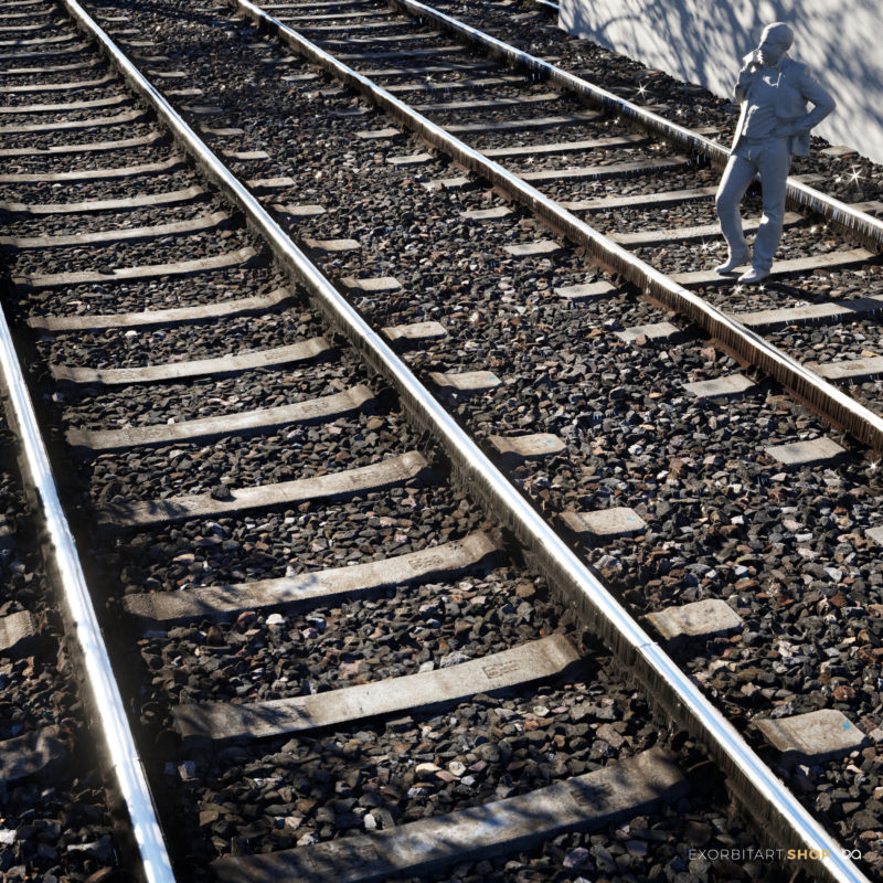 Scanned Seamless Train Tracks PBR Texture 400x180x24cm - exorbitart.shop