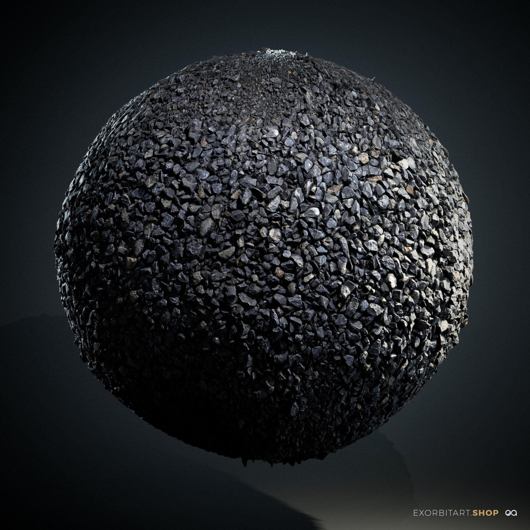 Scanned Seamless Plain Gravel Site PBR Texture 200x200 cm