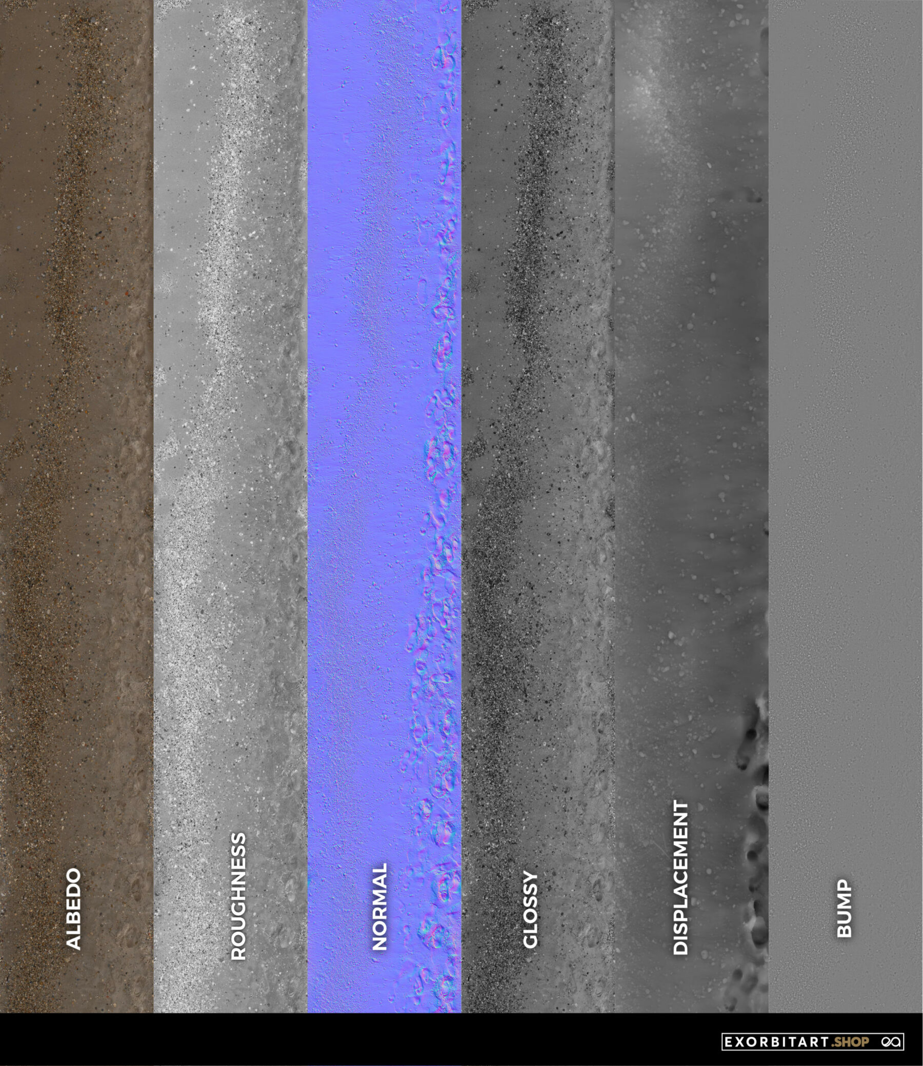 Beach Waterline Sand PBR Texture 90x1260cm