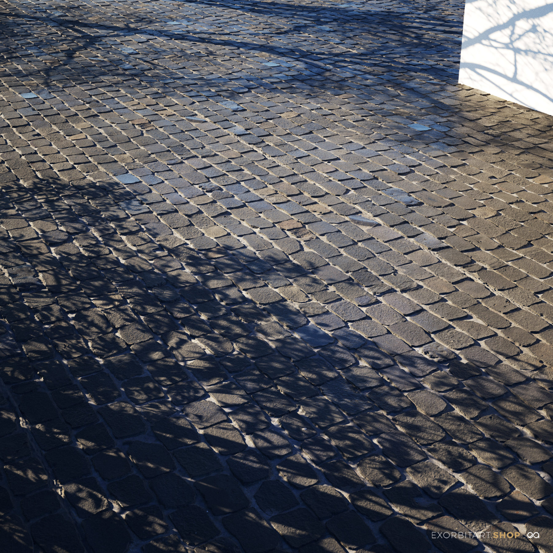 Dark Cobblestone Scanned PBR Texture 200x200cm - exorbitart.shop