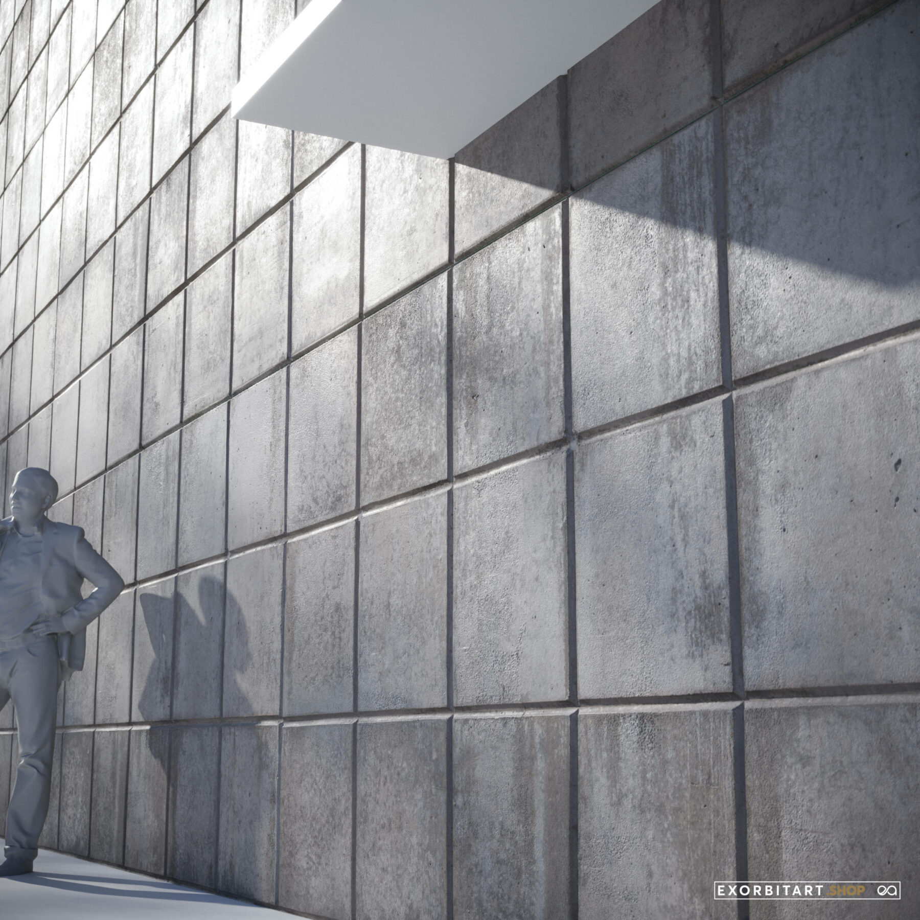 Dirty Concrete Tiles PBR Texture 400x266cm