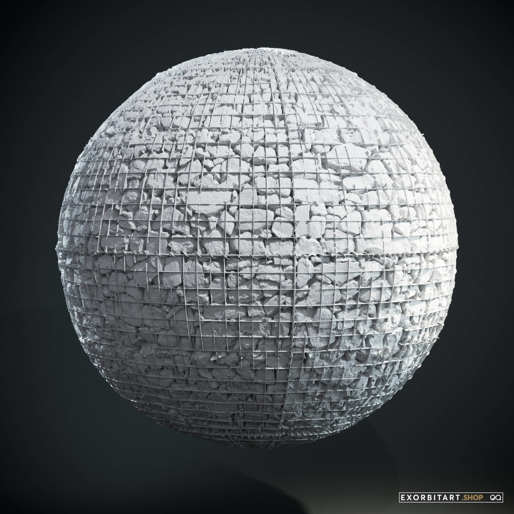 Gabion Wall Large PBR Texture 720x200cm