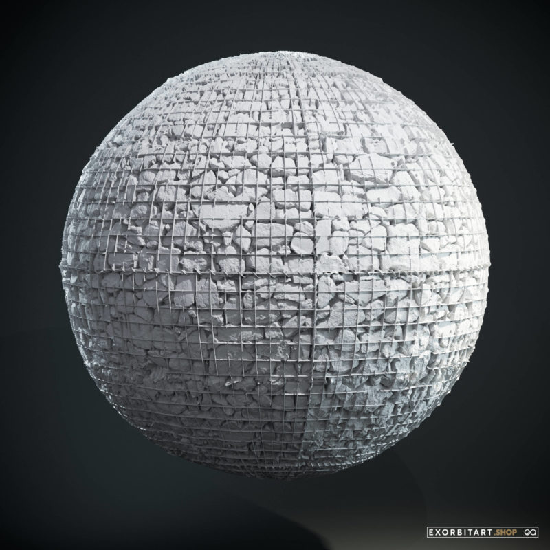 Gabion Wall Large PBR Texture 720x200cm