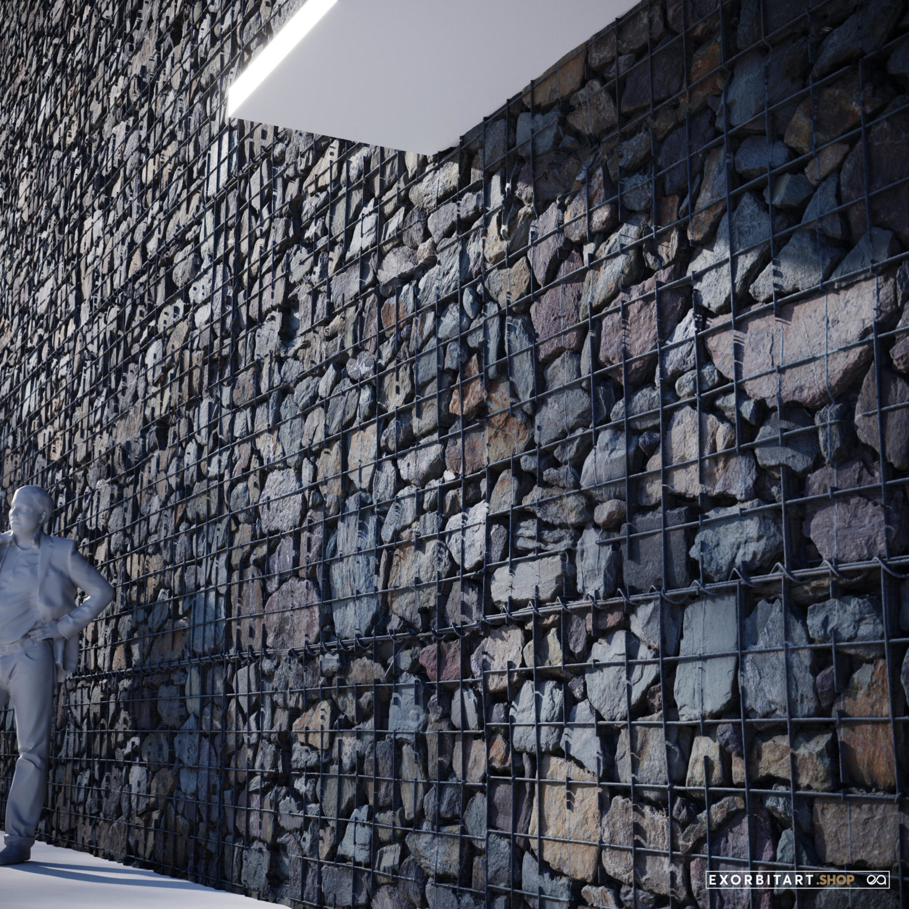 Gabion Wall Large PBR Texture 720x200cm