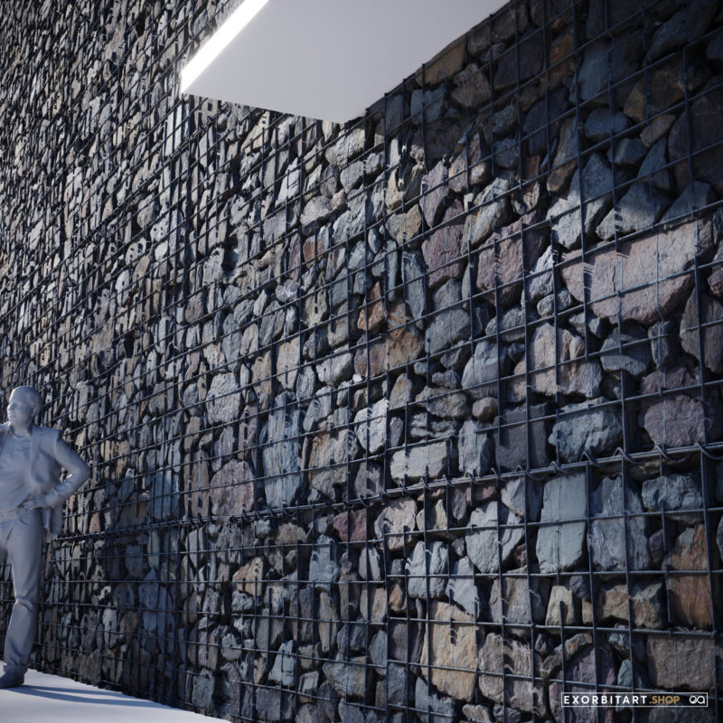 Gabion Wall Large PBR Texture 720x200cm