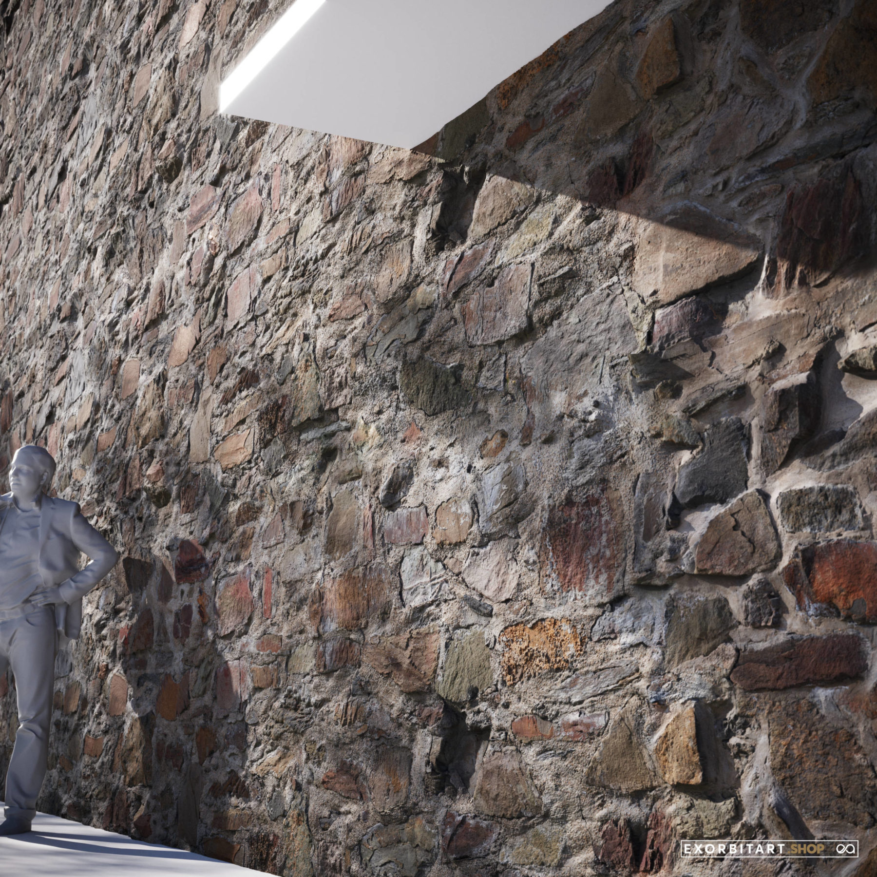 Large Rock Wall Scanned PBR Texture 900x160cm