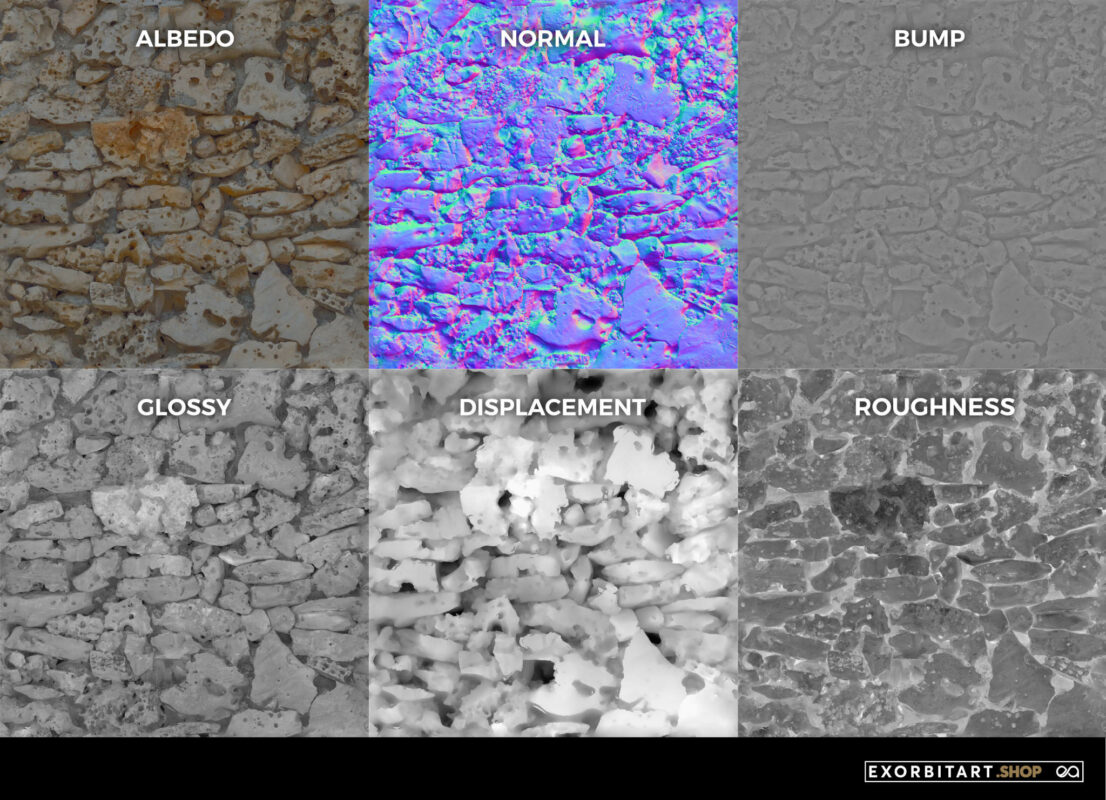 Porous Limestone Wall PBR Texture 160x160 cm