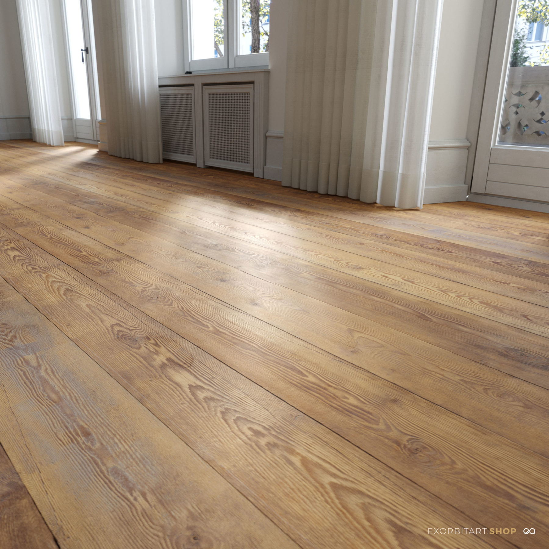 Oak Boards Flooring Scanned PBR Texture 240x182cm