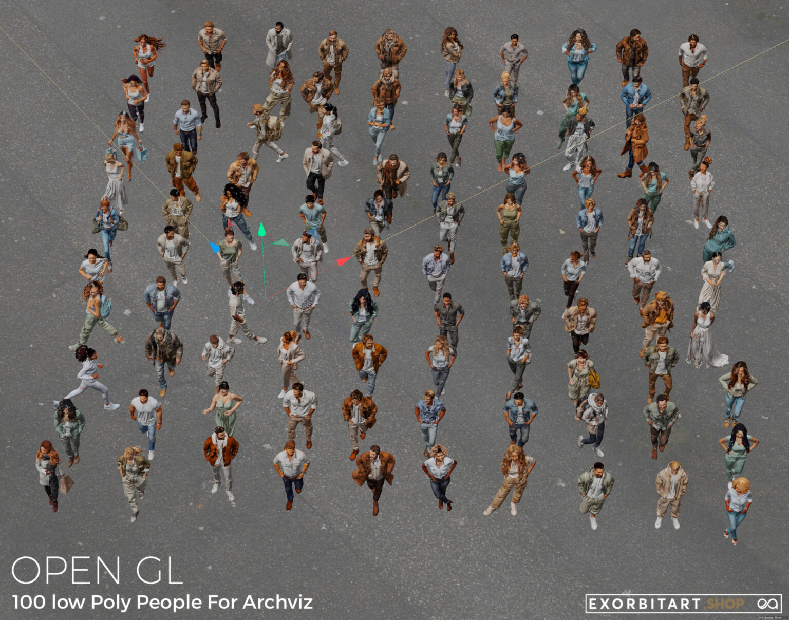 100 Low Poly 3D People for Archviz AI Workflow