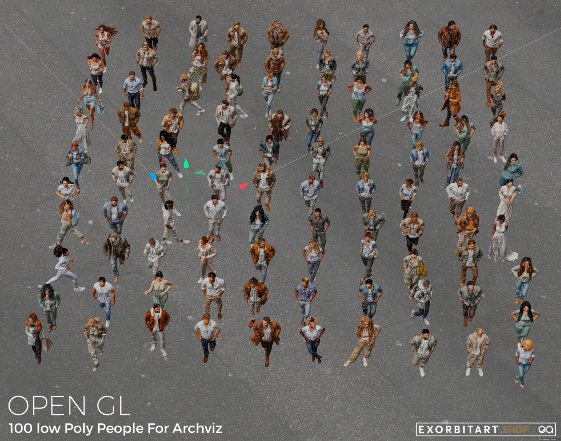 100 Low Poly 3D People for Archviz AI Workflow