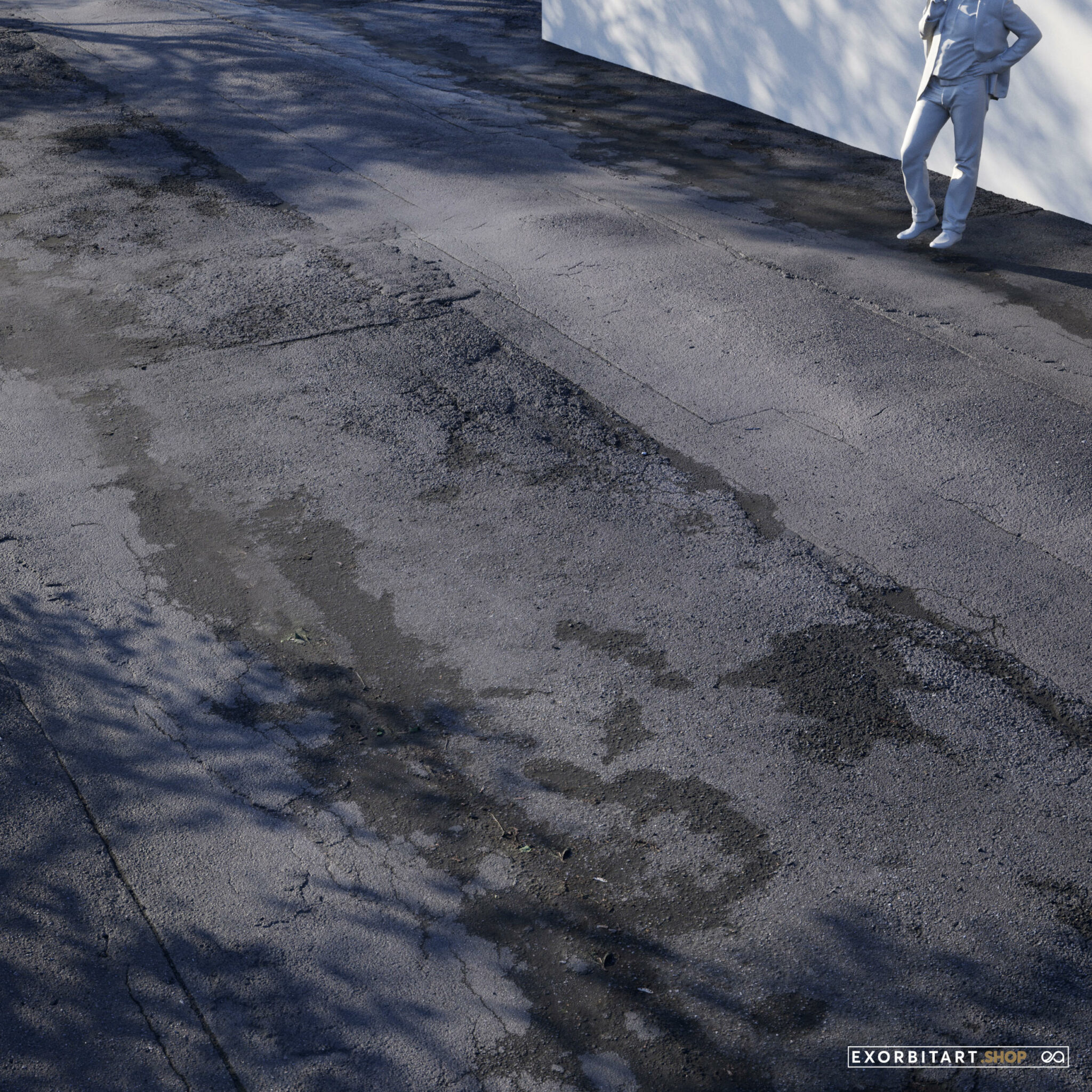 Patched Road Asphalt PBR Texture