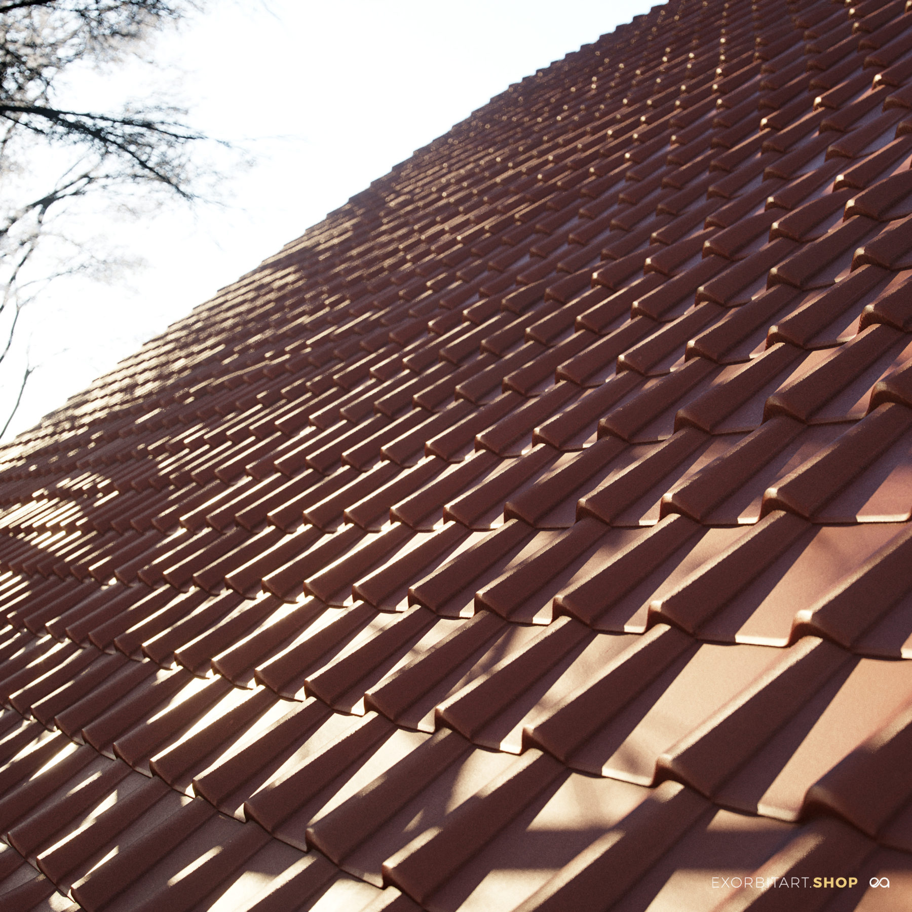 European Roof Tiles PBR Textures 200x200cm - exorbitart.shop
