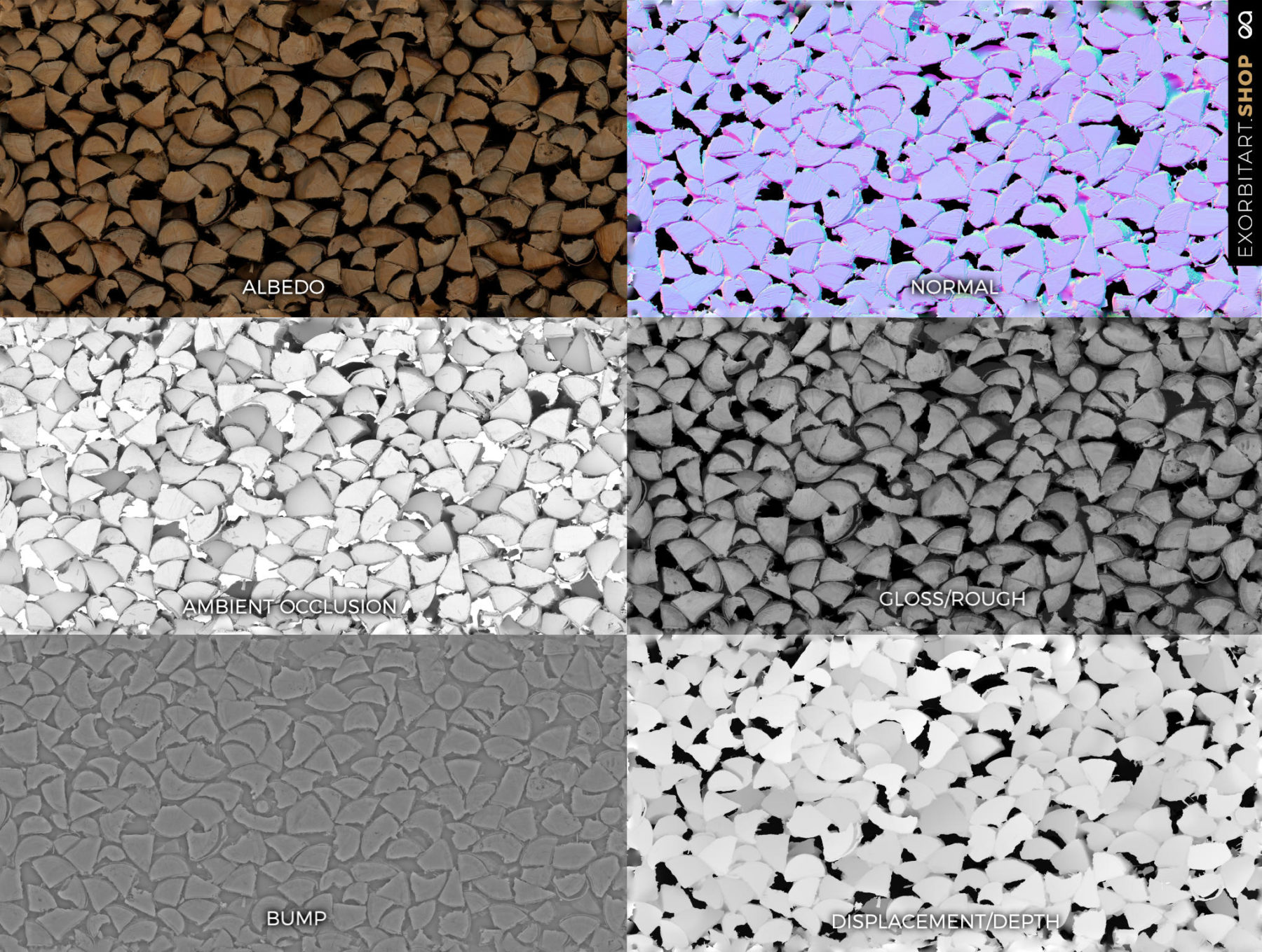 Scanned Seamless Stack Of Wood PBR Texture
