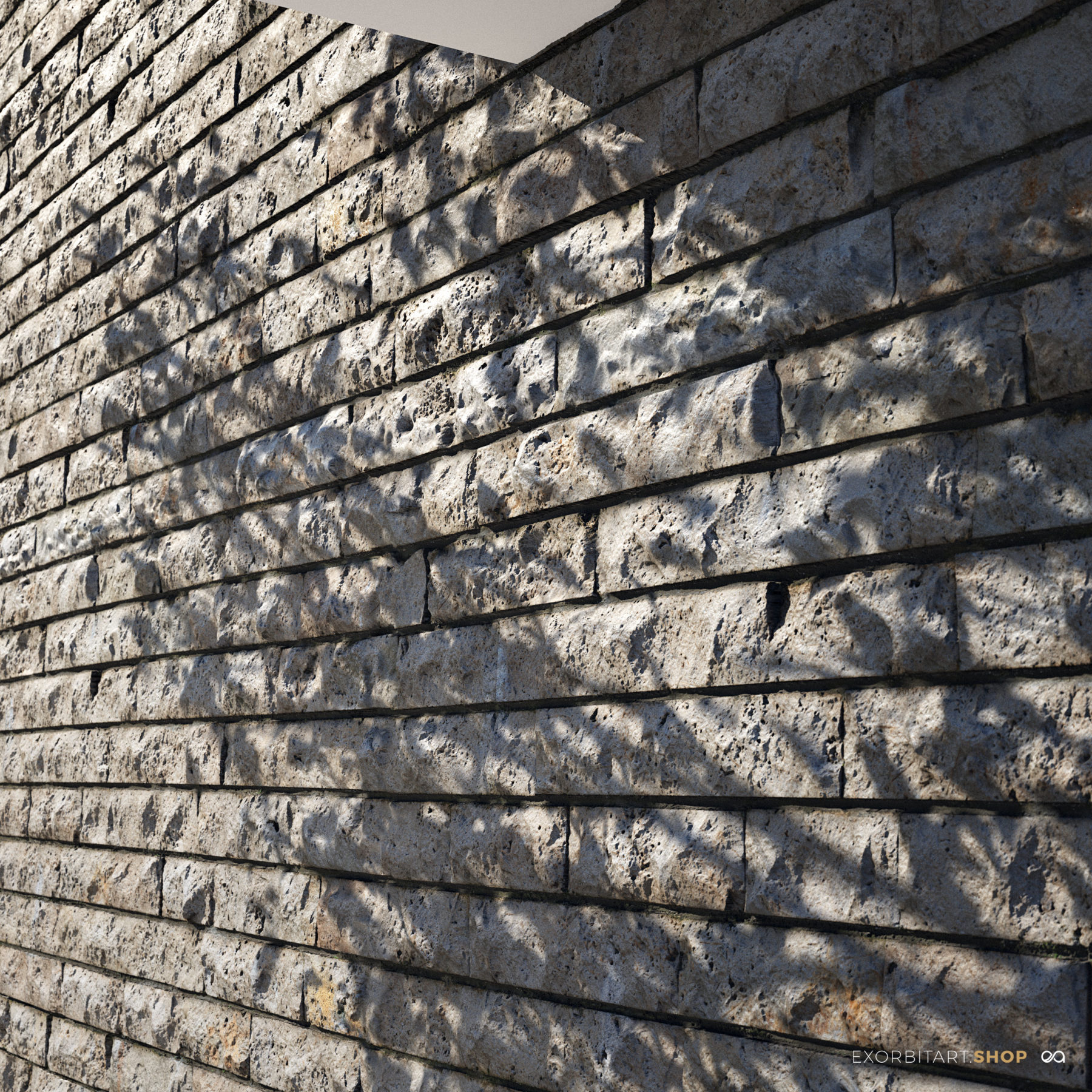 Rubbble Sandstone Wall Scanned PBR Texture 200x200cm - exorbitart.shop